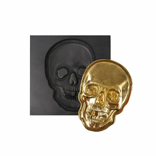 3D SMALL 2 OZ SKULL FACE GRAPHITE INGOT MOLD FOR MELTING GOLD SILVER ...