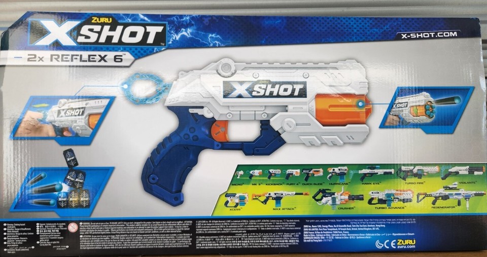 ZURU XShot Double Reflex 6 Foam Dart Blaster Combo Pack (16 Darts 3 ...