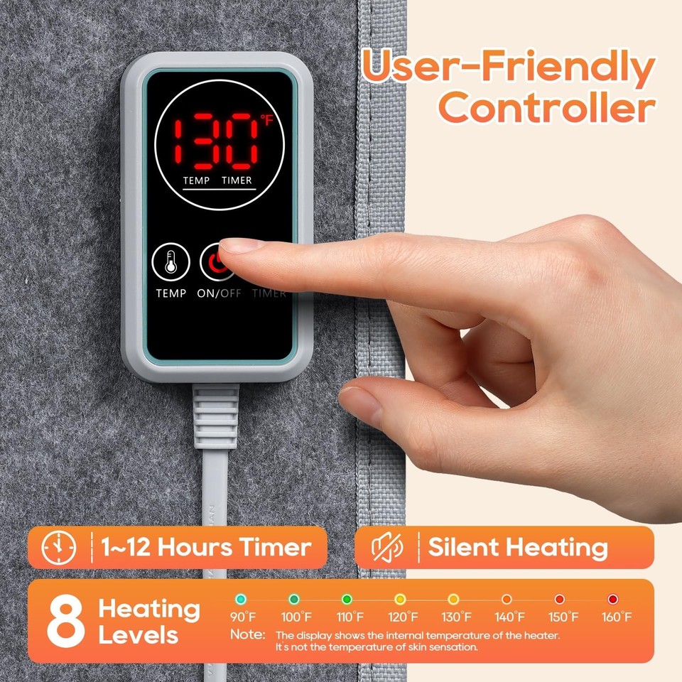 Under Desk Heater for Office, Foldable Under Desk Foot Warmer with 12H ...