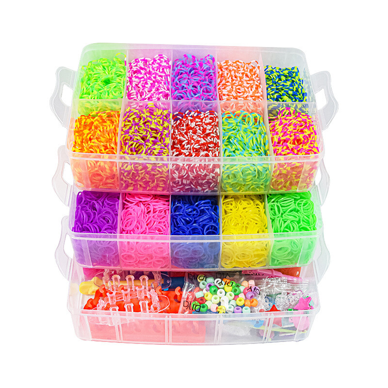 15000pcs Large Rainbow Loom Rubber Bands Case Kit Board Hooks Bracelet ...