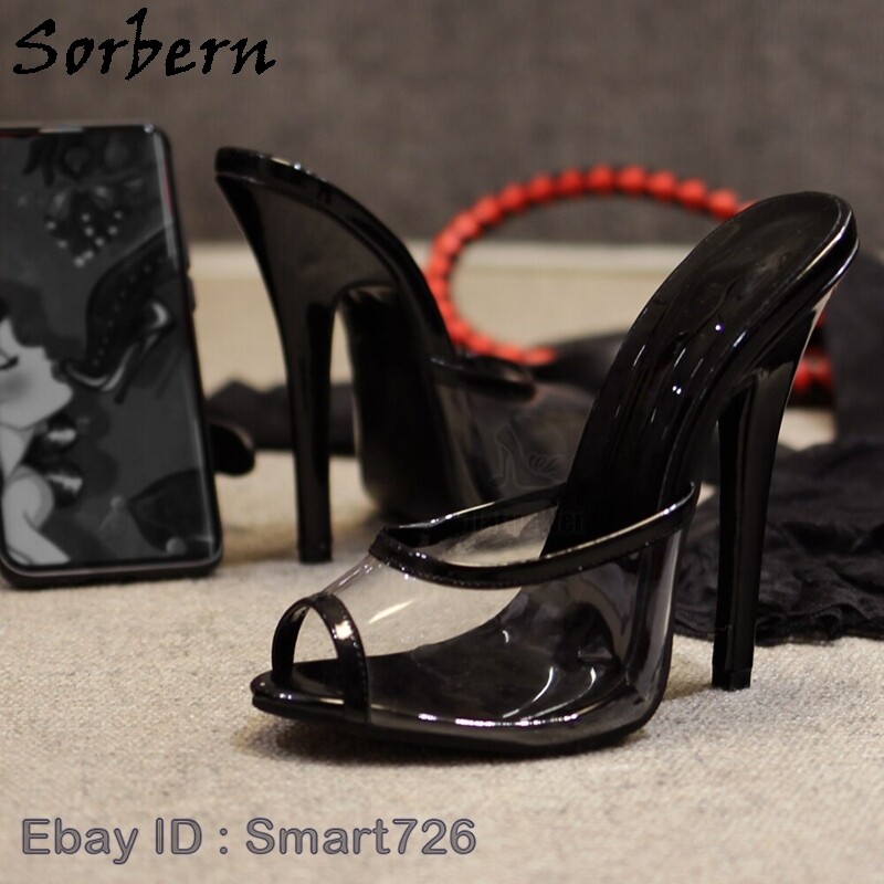 Transparent Pvc Women Slippers 14Cm Stilettos High Heel Open Toe ...