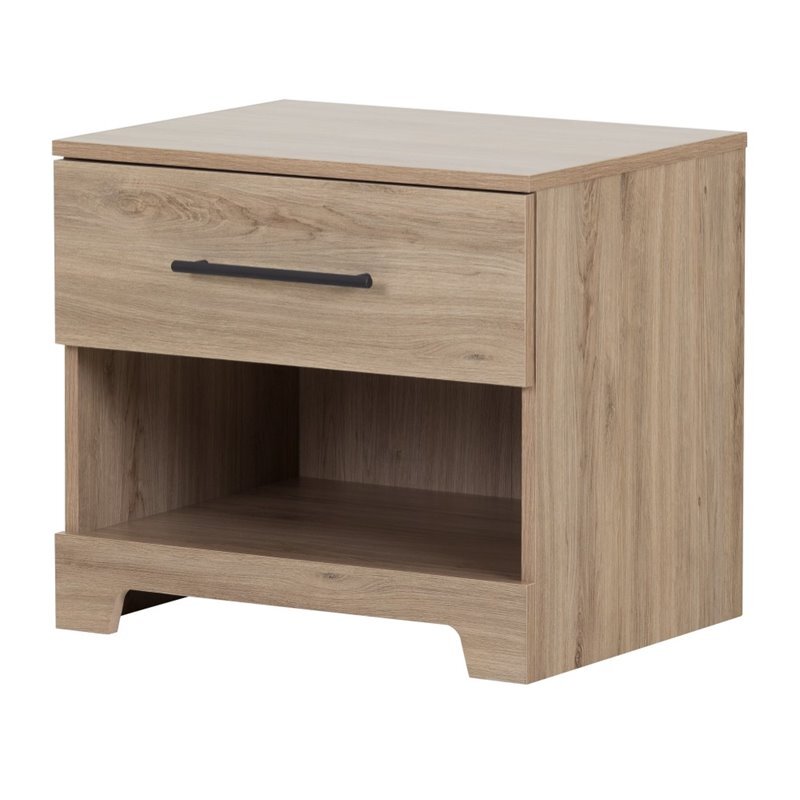 South Shore Primo 1 Drawer Nightstand in Rustic Oak | eBay
