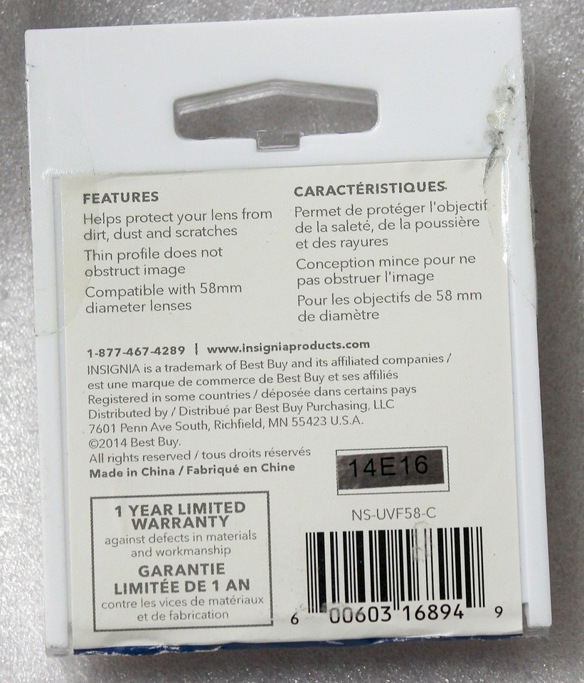 INSIGNIA DIGITAL CAMERA 58MM UV FILTER - NS-UVF58-C | eBay