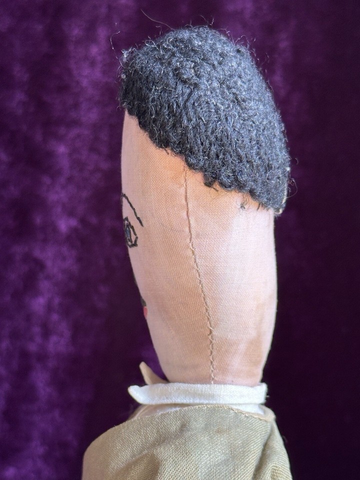 Antique American Primitive 15” Handmade Cloth Rag Folk Soldier (?) Doll ...