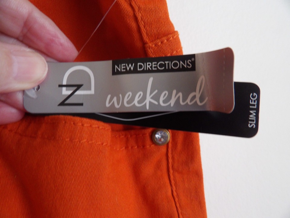 New Directions Orange Stretch Weekend Skinny Jeans Size 16 NWT | eBay