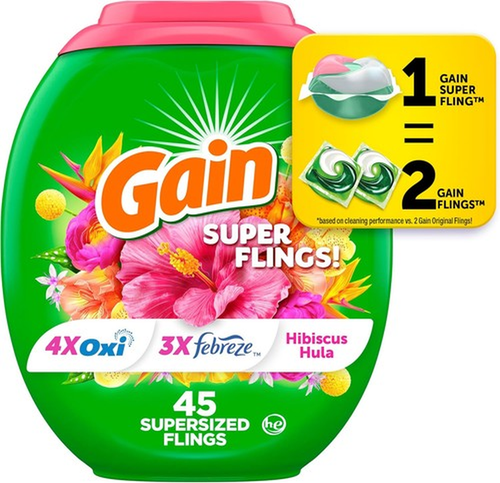 Gain Super Sized Flings Laundry Detergent Pacs, 45 45 Count (Pack of 1 ...