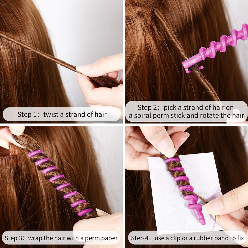 50 Pack Plastic Spiral Hair Perm Rods - Hairdressing Styling Curling ...