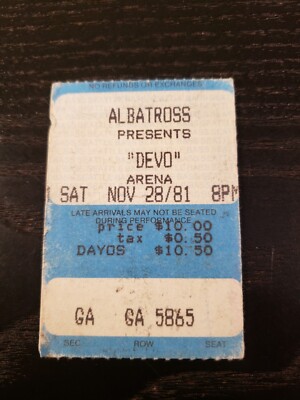 DEVO Concert Ticket Stub - November 28, 1981 - New Wave | eBay