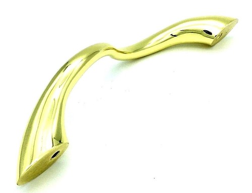 WAVY HANDLES 128mm polished brass cupboard door cabinet drawer pull ...