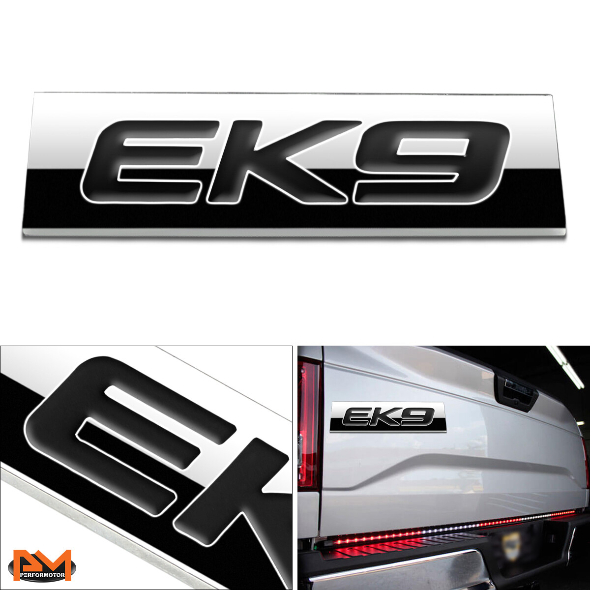 "EK9"Polished Metal 3D Decal Black Emblem Exterior Sticker For 96-00 ...