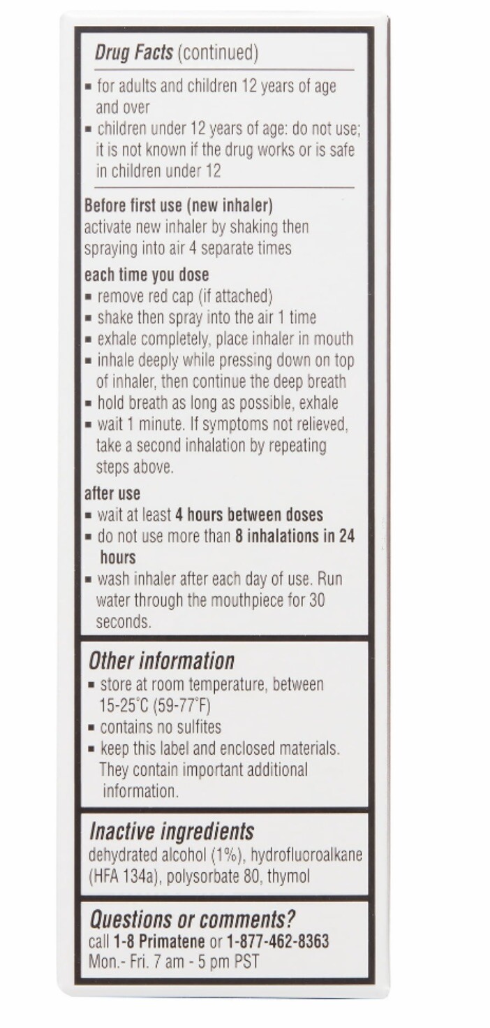 Primatene Mist Epinephrine Inhalation Aerosol 160 Relief Sprays Exp2027 ...