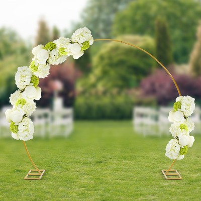Round Circle Wedding Arch Backdrop Gold Frame Stand Backdrop Arch Party ...