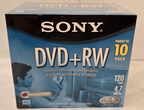 Open Box Sony DVD + RW 10 Pack Rewriteable DVD Discs 4.7GB 120 Minutes ...