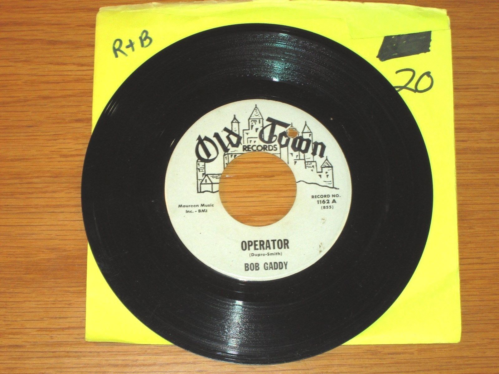 R&B / ROCK & ROLL 45 RPM - BOB GADDY - OLD TOWN 1162 - "OPERATOR/I LOVE ...