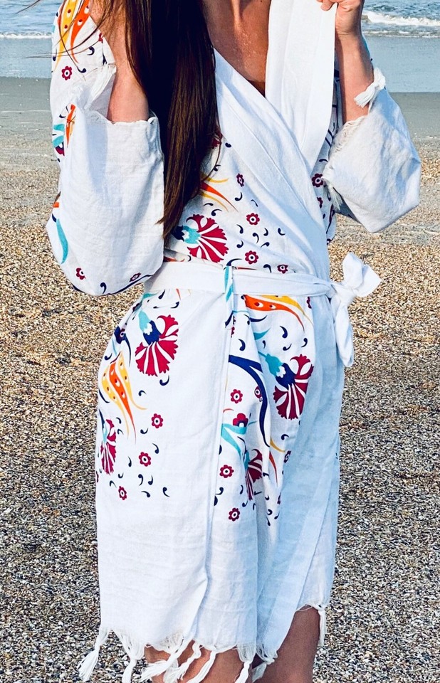 Turkish Bathrobe Set - Cotton Bamboo Robe & Tote, Beach Robe, Spa set ...