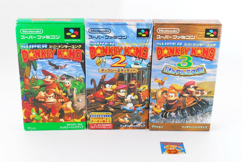 Lot 3 Nintendo Super Famicom SFC Donkey Kong 1 2 3 w/Box 3games Set ...