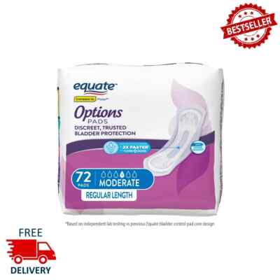 Equate Options Moderate-Heavy Incontinence Pads for Women, 72 Count ...