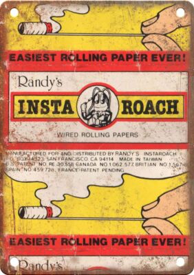Randy's Insta Roach Rolling Papers Weed Ad Reproduction Metal Sign ZG57 ...