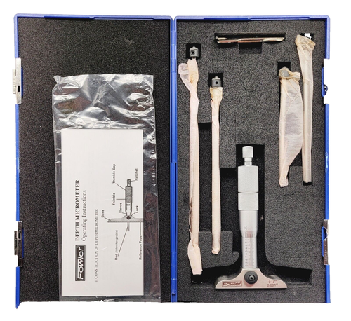 Fowler 52-225-110 Economy Depth Micrometer 0-4" Measuring Range 0.001 ...