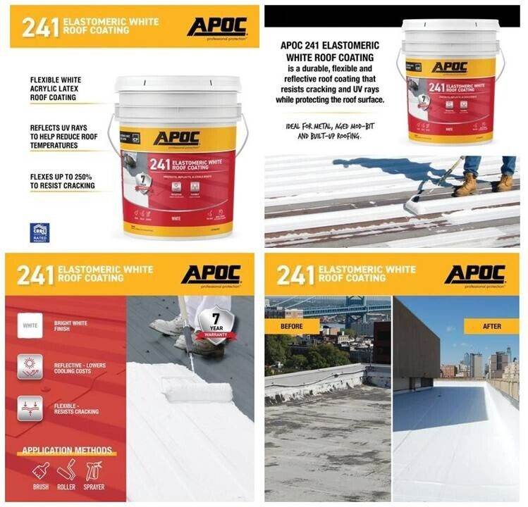 Elastomeric Roof Coating 4.75 Gal White APOC AP-241 Series AP-2415 25056241559| eBay