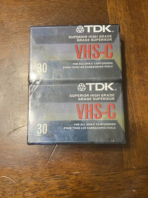 2 New TDK VHS-C TC-30 Superior Camcorder Blank Video Cassette Tapes NIP ...