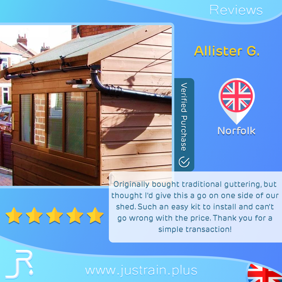 Shed Mini Guttering Gutter Kit with Bracket Clamps & Flexi Downpipe 4FT ...