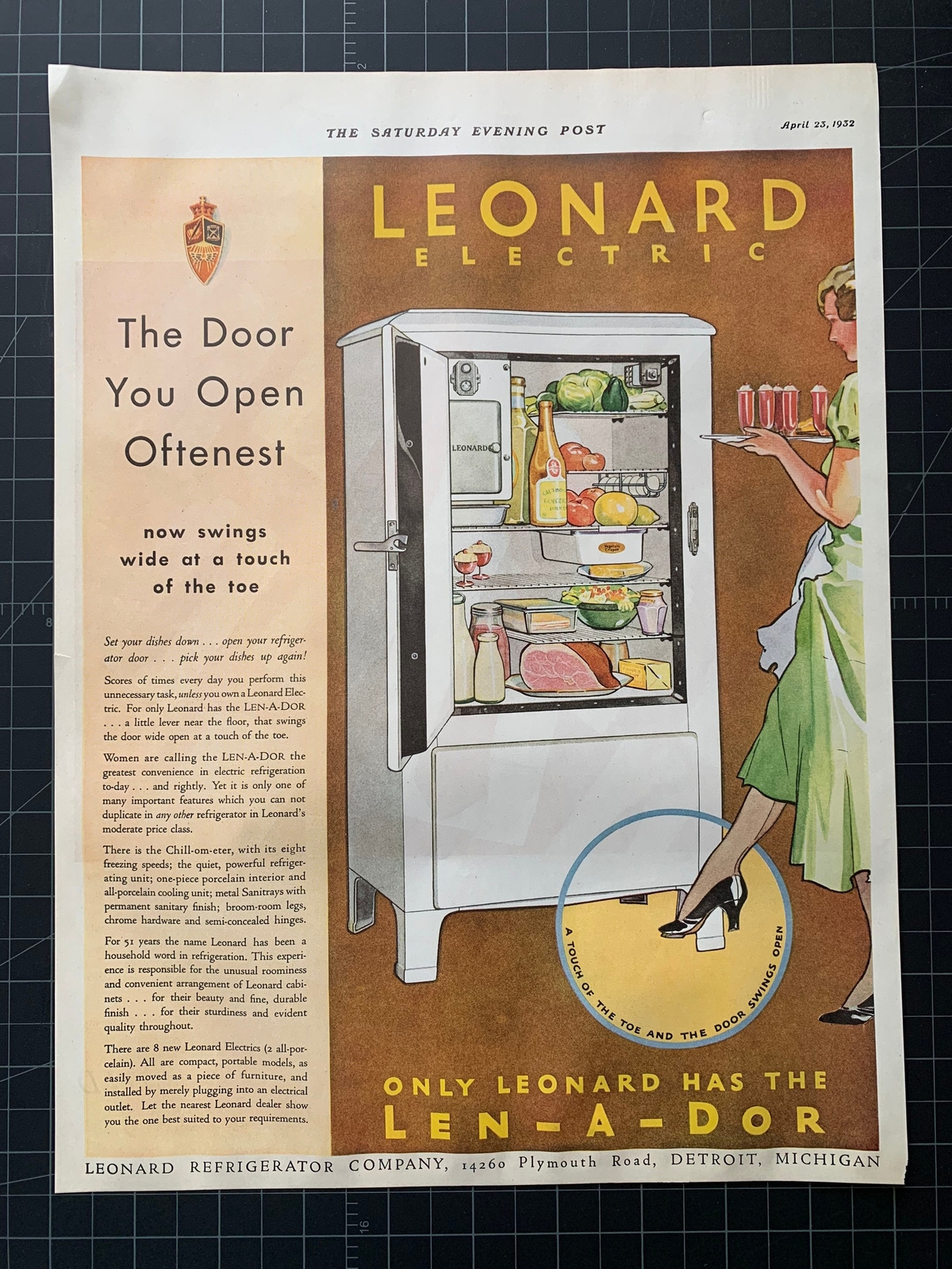 Vintage 1932 Leonard Len-a-dor Refrigerator Print Ad | eBay