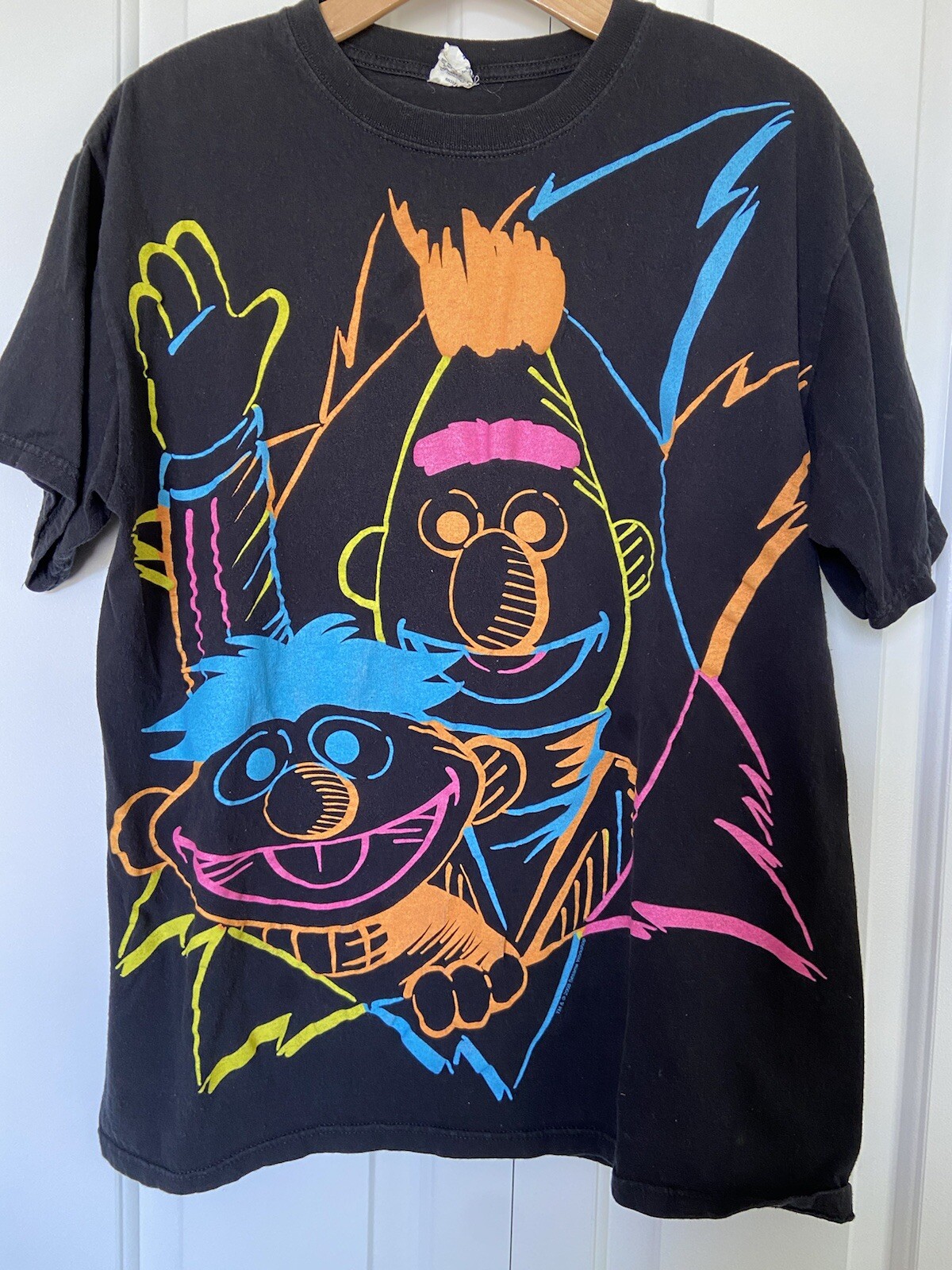 Bert & Ernie Neon Sesame Street 2008 Shirt Sz L - Gem