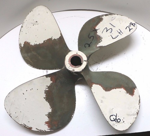 25 x 31 NIBRAL Bronze 4 Blade Propeller LH 2" Bore Inboard Wheel Prop ...