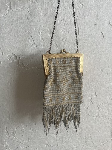 VINTAGE ORIGINAL HAND MADE 1920's ART DECO METAL BEADED MESH FLAPPER ...