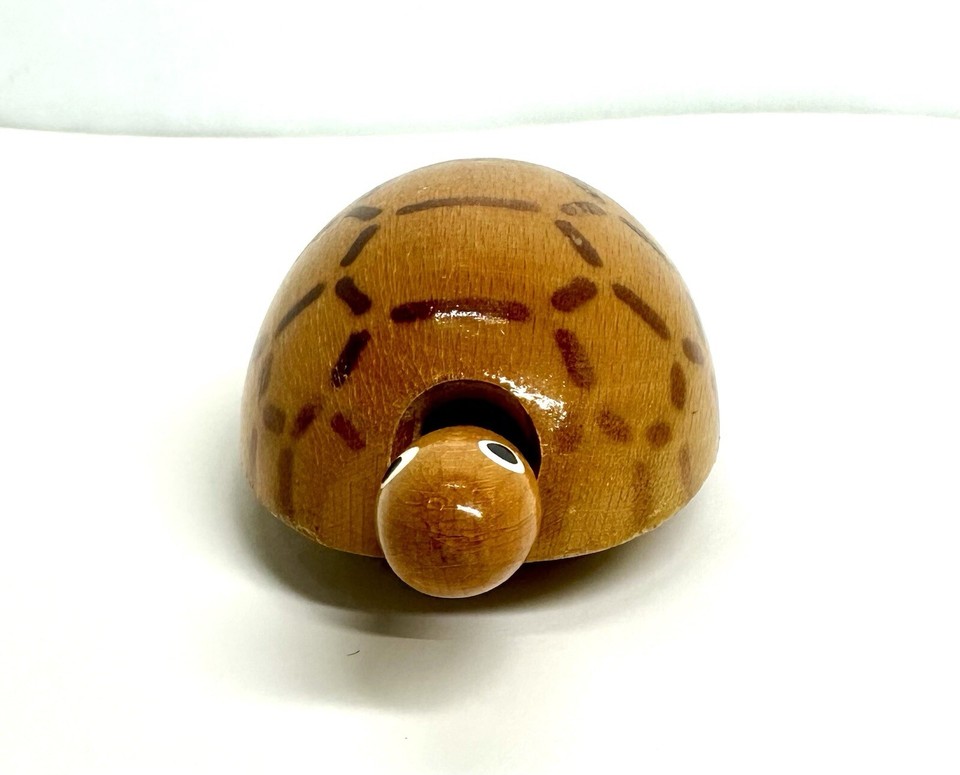 50's Wood Toy Tortoise on wheels head moves Great Condition9.3cm long 7 ...