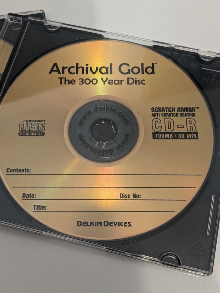 DELKIN DEVICES CD-R Archival Gold THE 300 YEAR DISC 3 New In Individual ...