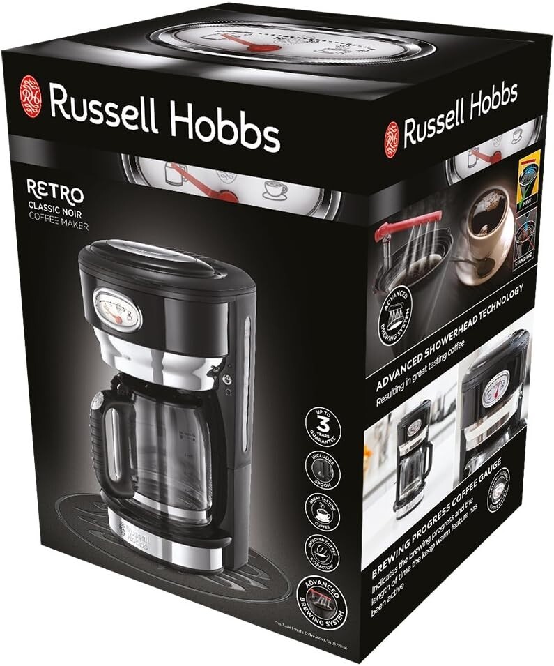 Russell Hobbs Coffee Maker-Classic-Retro-Black-Free Shipping | eBay