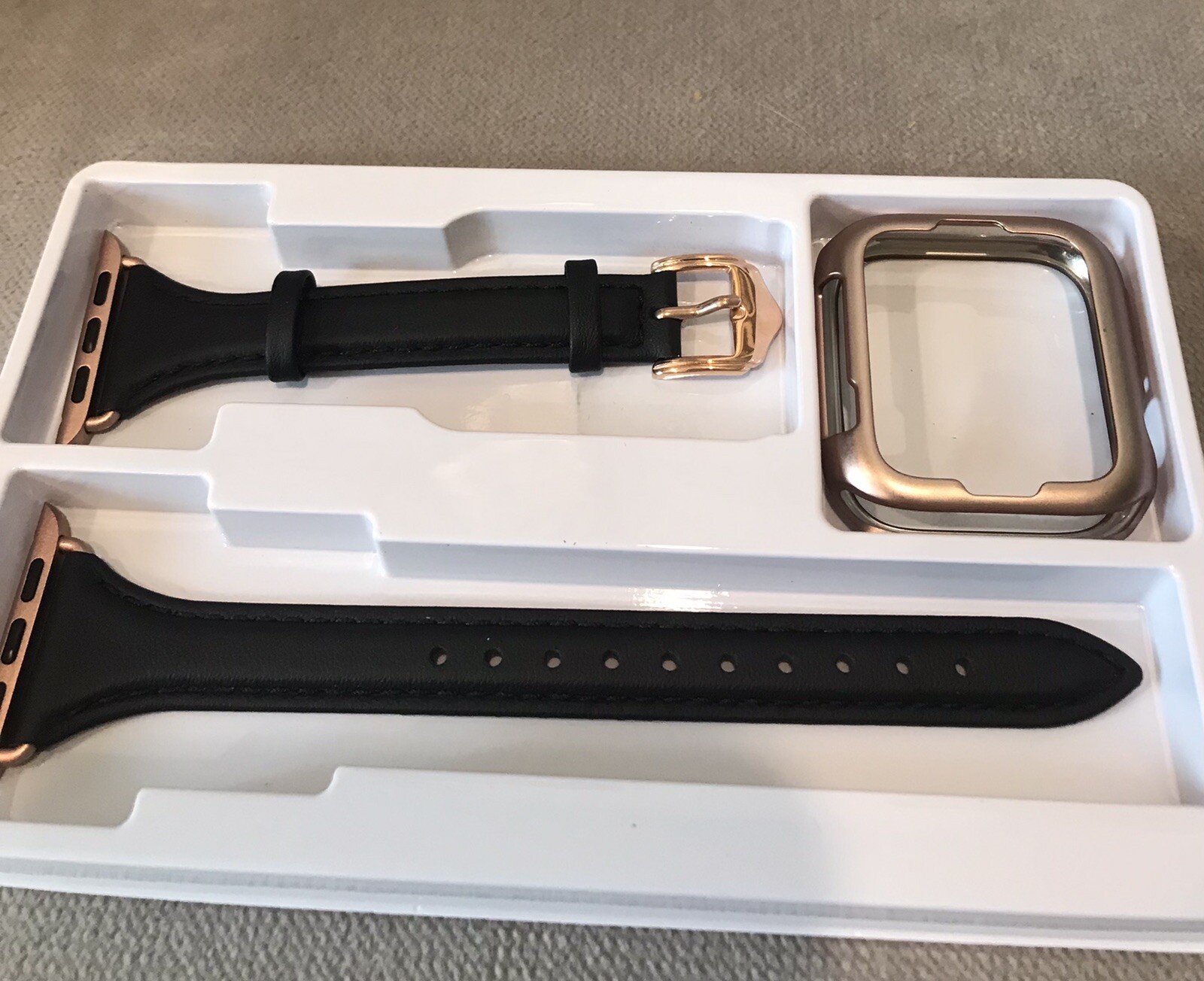 WFEAGL Compatible apple Watch SlimBand 42mm Black & Rose gold-natural ...