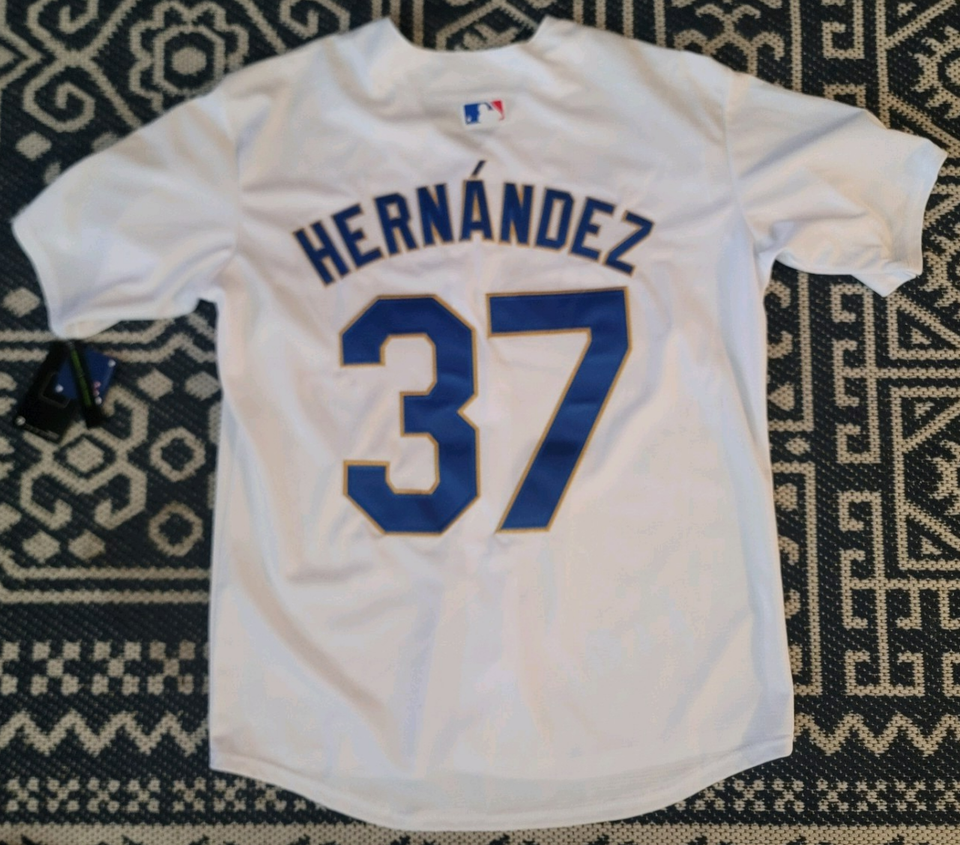 Hernández #37 Dodgers Stitched 2024 Champs/Fernando Patch White/Blue ...