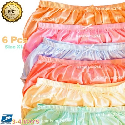 6 VTG Shiny Silky Nylon Underwear Size XL Nylon Gusset Panties Briefs ...