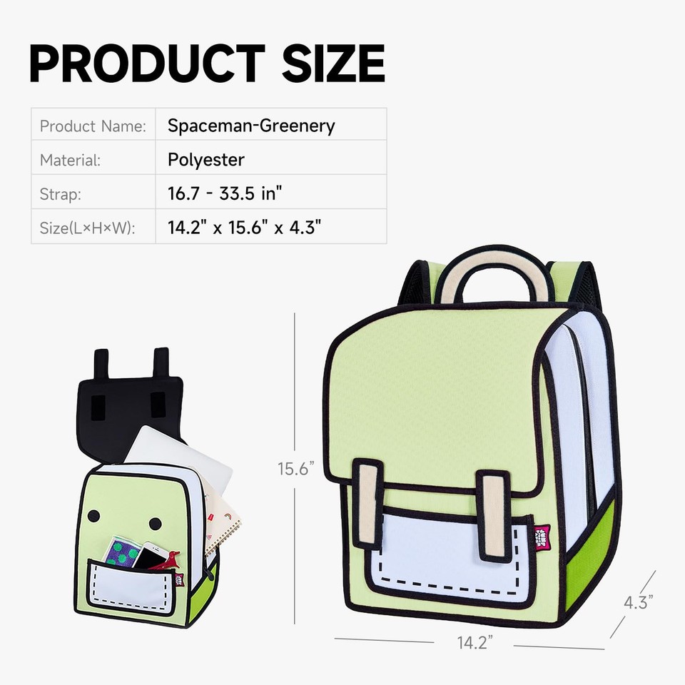 2D Cartoon Backpack (Spaceman), Fun Novelty Backpacks Bags for Adults ...