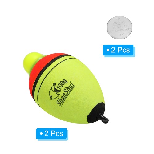 2pcs 3.5oz Lighted Fishing Slip Bobber EVA LED Fishing Float with ...