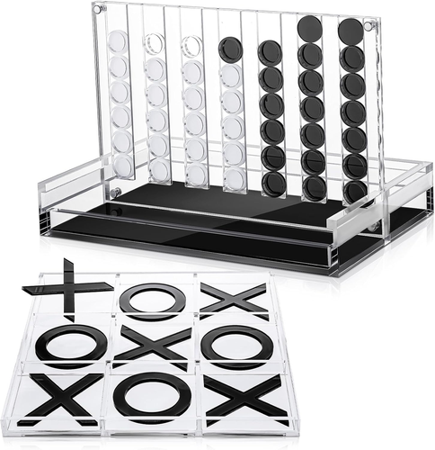 Set of 2 Acrylic Tic Tac Toe and 4 in a Row Classic Board Outdoor Games ...