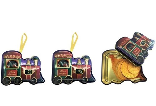 X 3 Christmas Tree Hanging Bauble Decoration Tin Milk Chocolate Coins ...