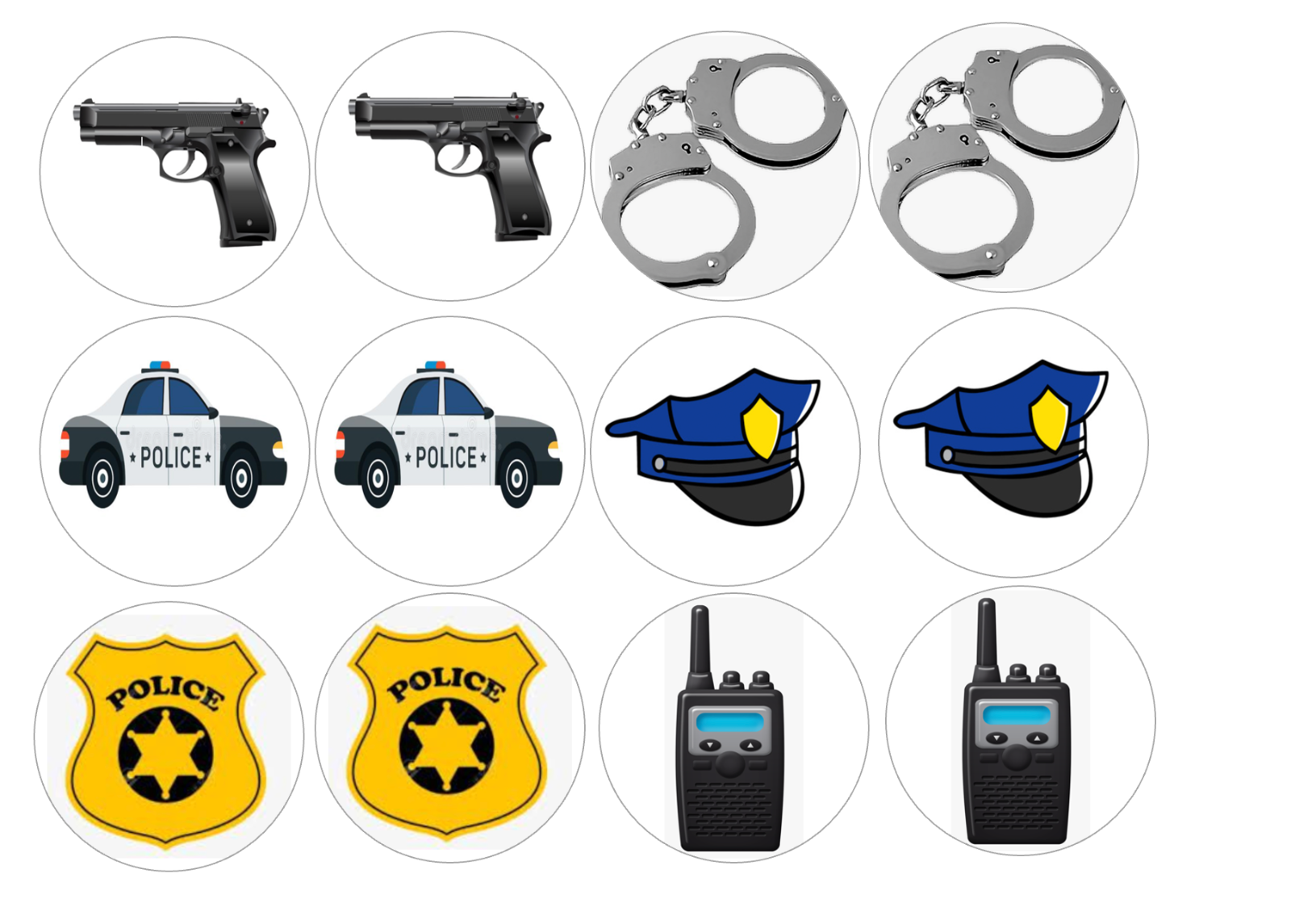 set of 12 police, cop, edible paper, cupcake cookie toppers CHOOSE SIZE ...