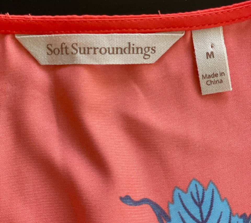 SOFT SURROUNDINGS Orange Floral Polynesian Pullover Shift Dress Women's ...