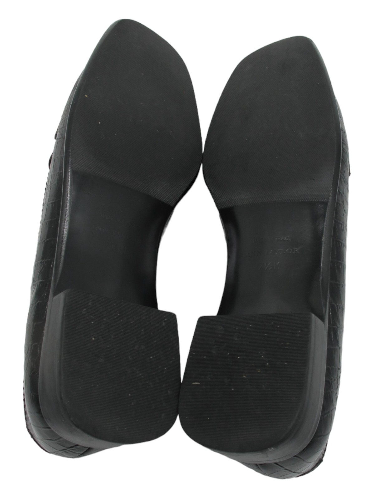 Ann Taylor Loafer Shoes 7.5 Croc Animal Print Black Leather Low 3/4 ...