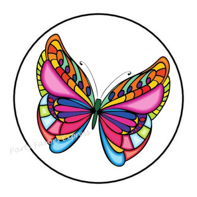 30 COLORFUL BUTTERFLY ENVELOPE SEALS LABELS STICKERS PARTY FAVORS 1.5 ...