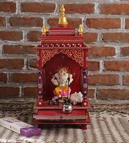 Di Legno Fatto a Mano Casa Mandir Pooja Ghar Mandapam Preghiera Indù ...
