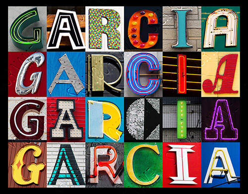 GARCIA Name Poster featuring photos of actual sign letters | eBay