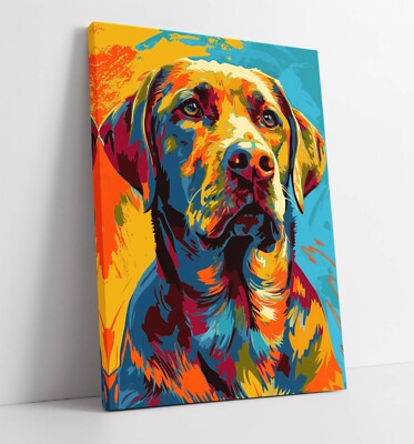 MULTI COLOUR PORTRAIT OF LABRADOR DOG HOME DECOR CANVAS WALL ART ...