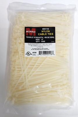 MORRIS Cable Tie 6 inches 40 lbs, 1000 pcs/pack, Pale Yellow | eBay