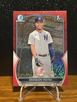 2023 Bowman Chrome 1st Red Shimmer Brandon Mayea 09/10 #BCP-188 Yankees ...