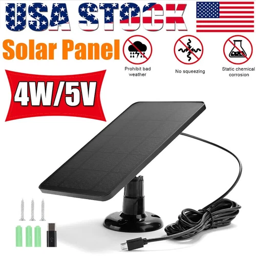 Solar Panel Micro USB C Power CCTV Camera Security Cam Battery Charger ...